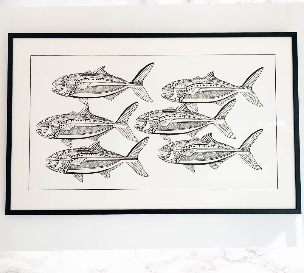 Original Framed - Kingfish School Art – Ocean Love Art & Design